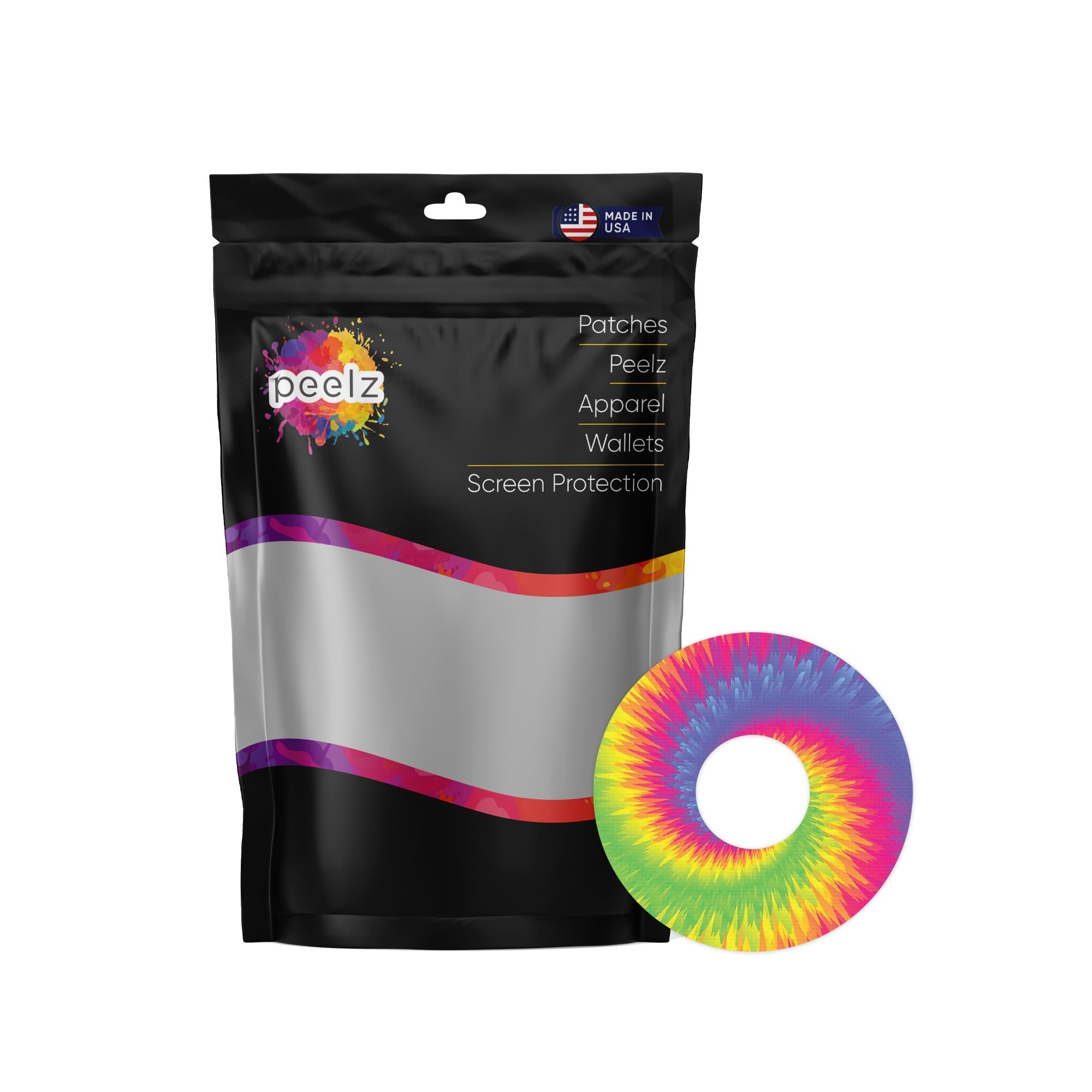 Rainbow Tie Dye Patch Tape Designed for the FreeStyle Libre 3 Plus & L