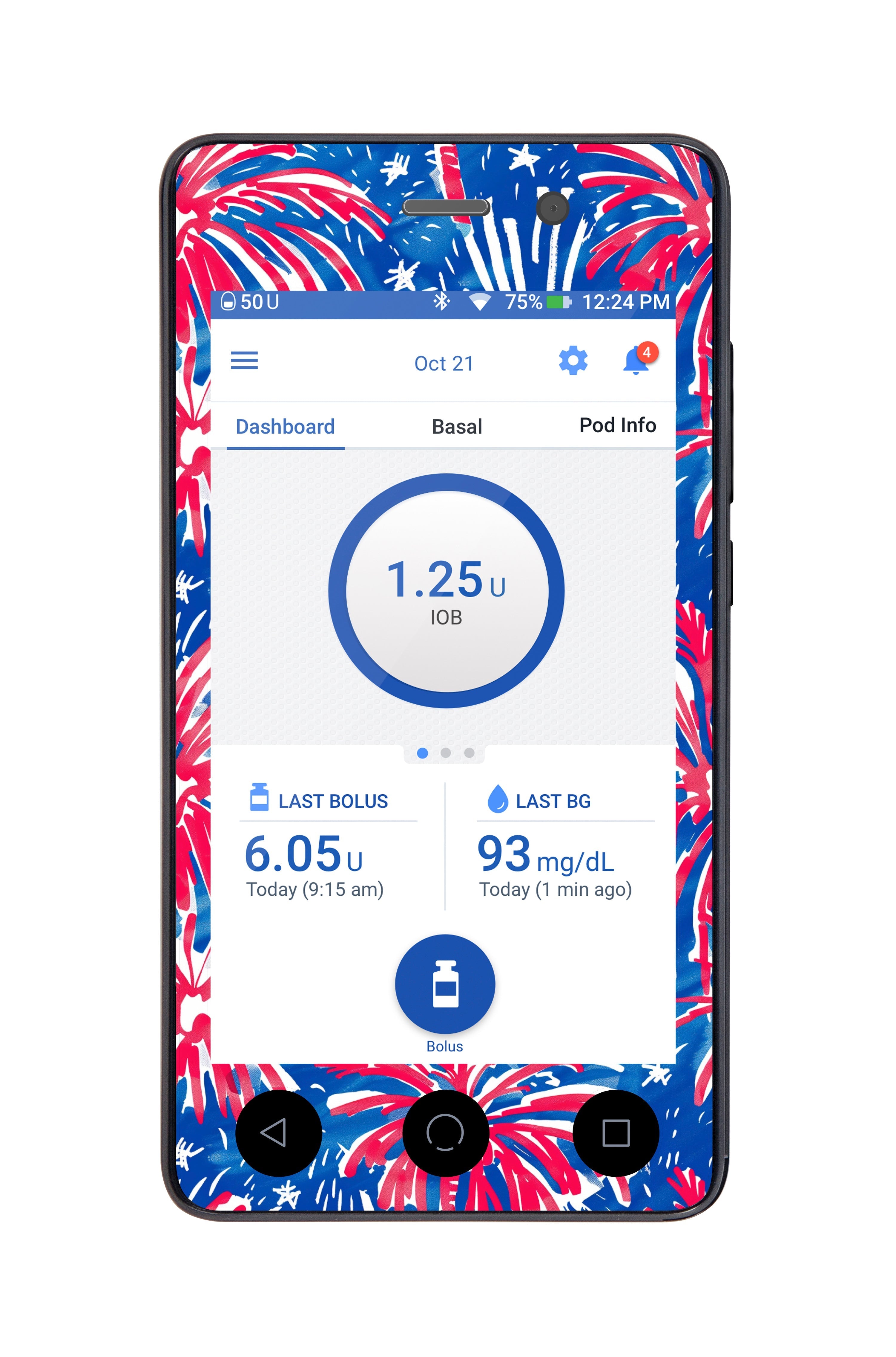 Watercolor Fireworks Sticker for Omnipod DASH® PDM – Pump Peelz