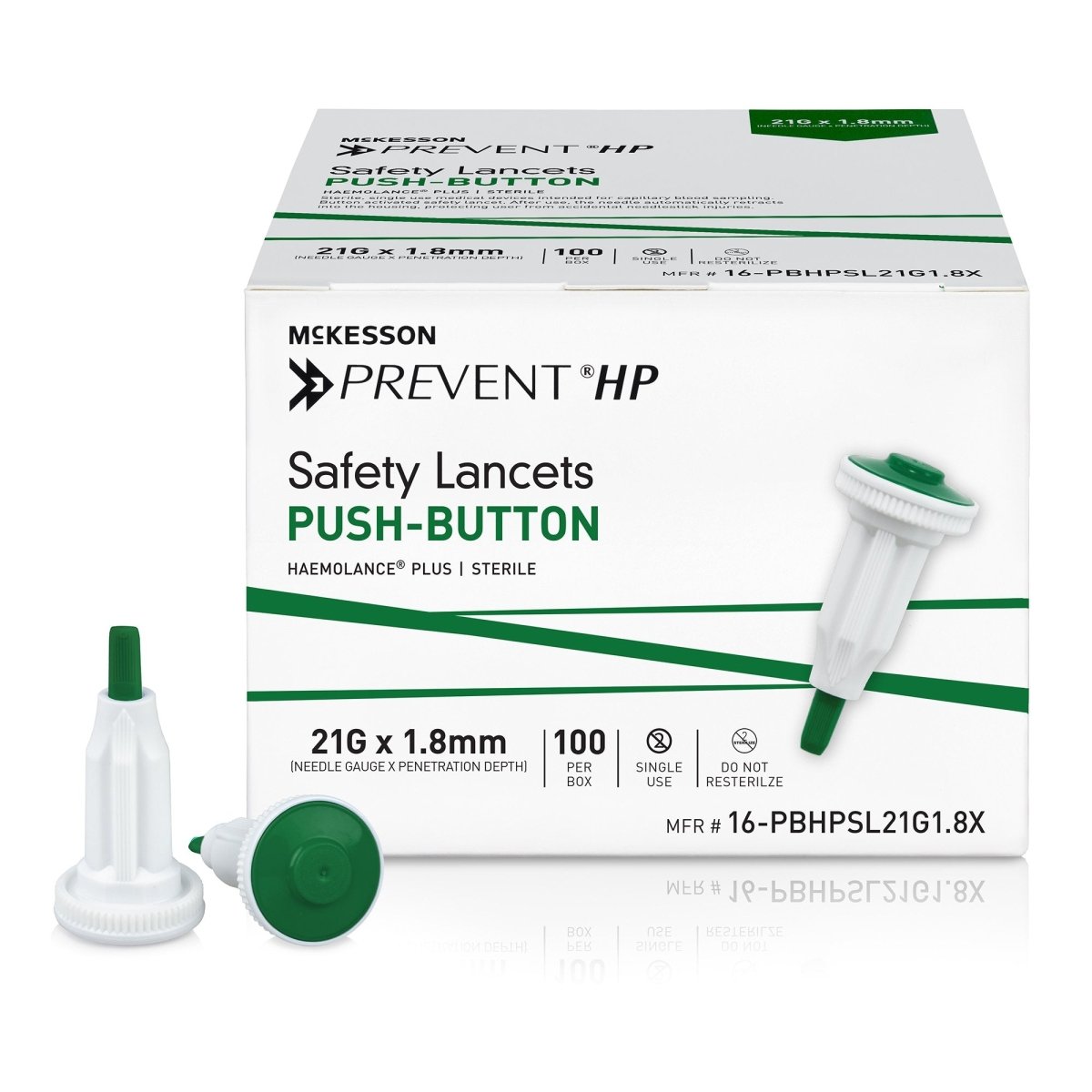 McKesson Prevent HP Push Button Safety Lancets -21 Gauge Needle